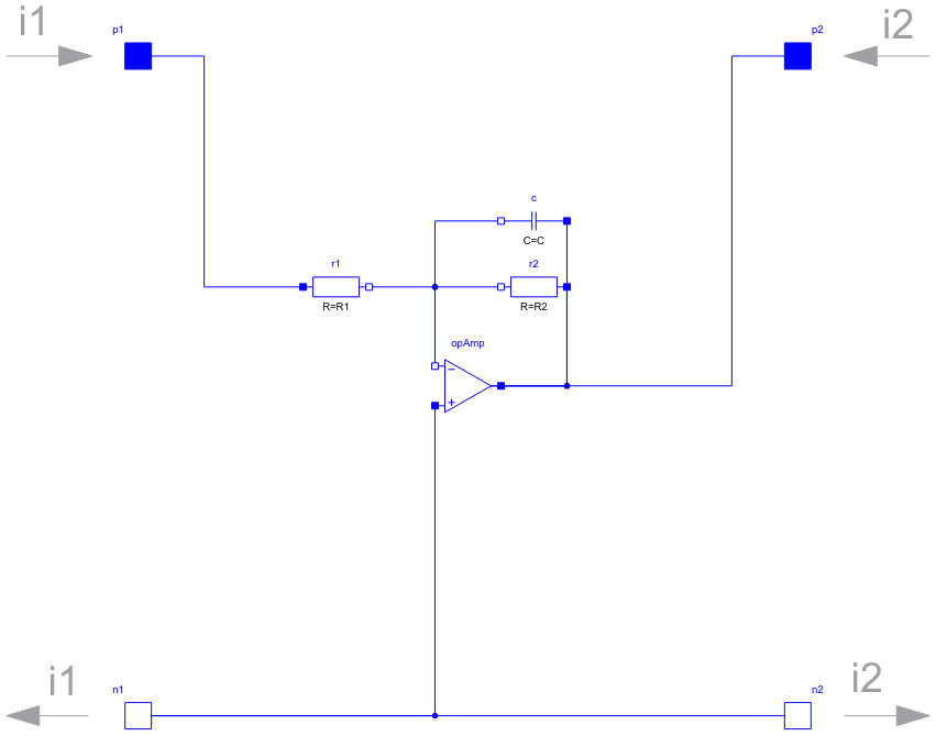 Modelica: Electrical.Analog.Examples.OpAmps.OpAmpCircuits.FirstOrder